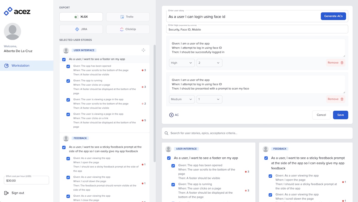 acez - Streamline your workflow with our acceptance criteria generator